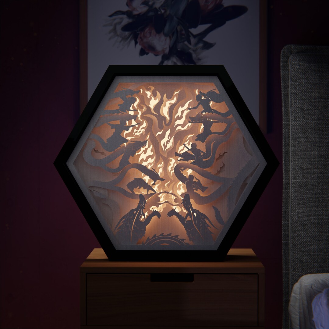 Dragon Dance Fire Light Box Shadow Box Diy Template File 2 in 1 PDF SVG ...