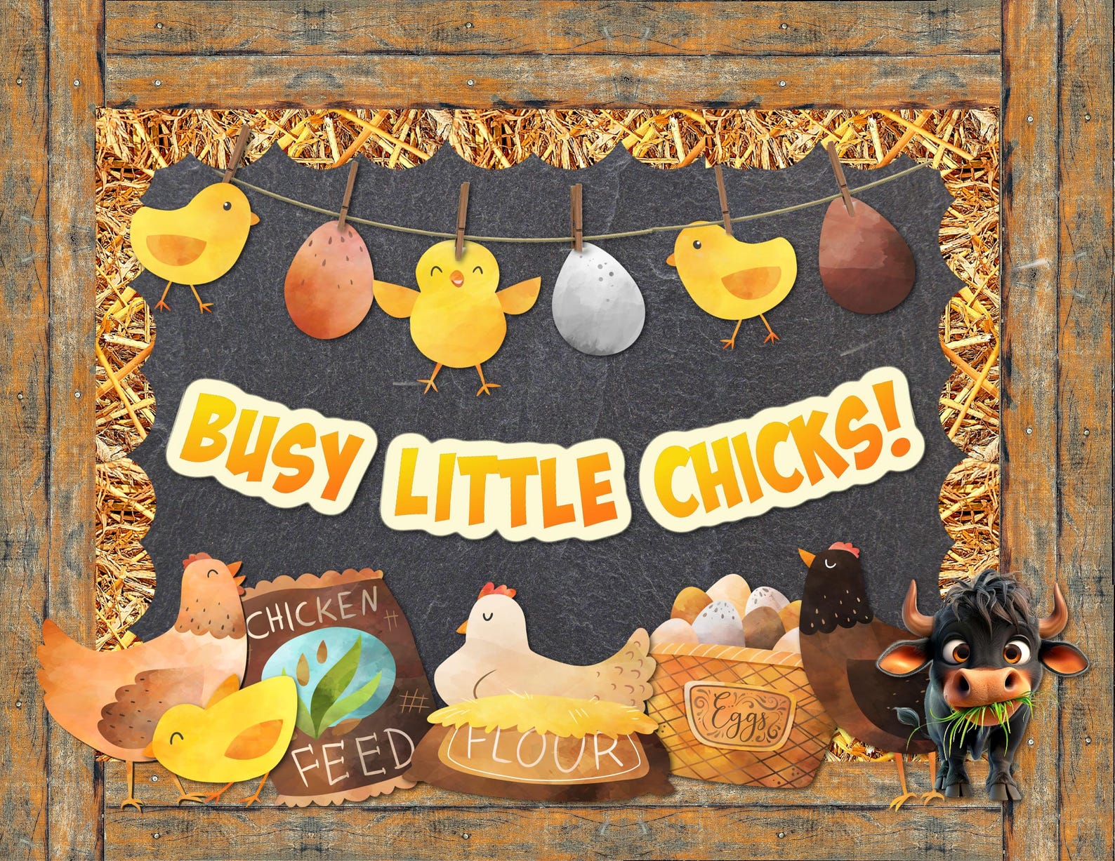 Chicken and Egg Bulletin Board | Bulletin Board Decor | Farm Classroom ...