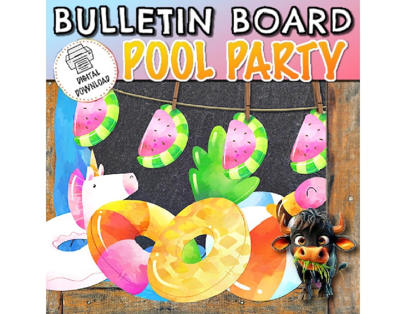 Pool Party Bulletin Board | Bulletin Board Decor | Summer Decor | Door ...