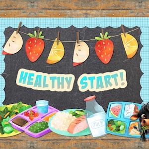 Healthy Food Bulletin Board | Bulletin Board Decor | Food Classroom ...