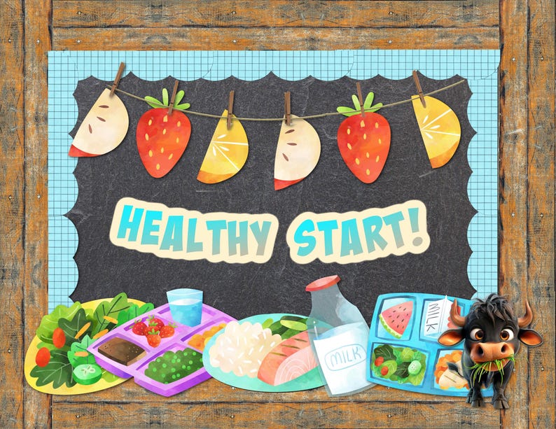 Healthy Food Bulletin Board | Bulletin Board Decor | Food Classroom ...