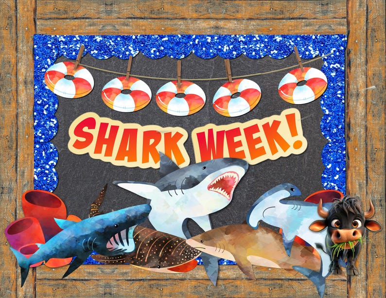 Shark Bulletin Board | Bulletin Board Decor | Shark Decor | Door ...