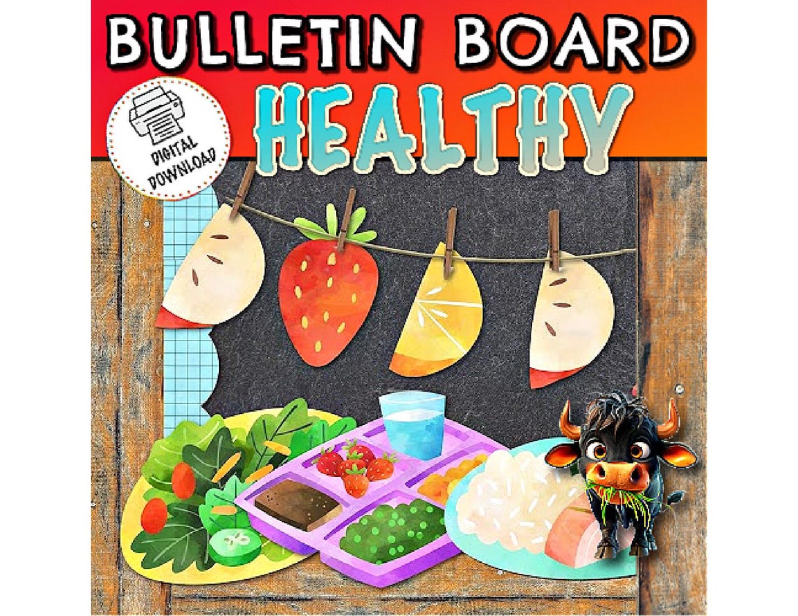 Healthy Food Bulletin Board | Bulletin Board Decor | Food Classroom ...
