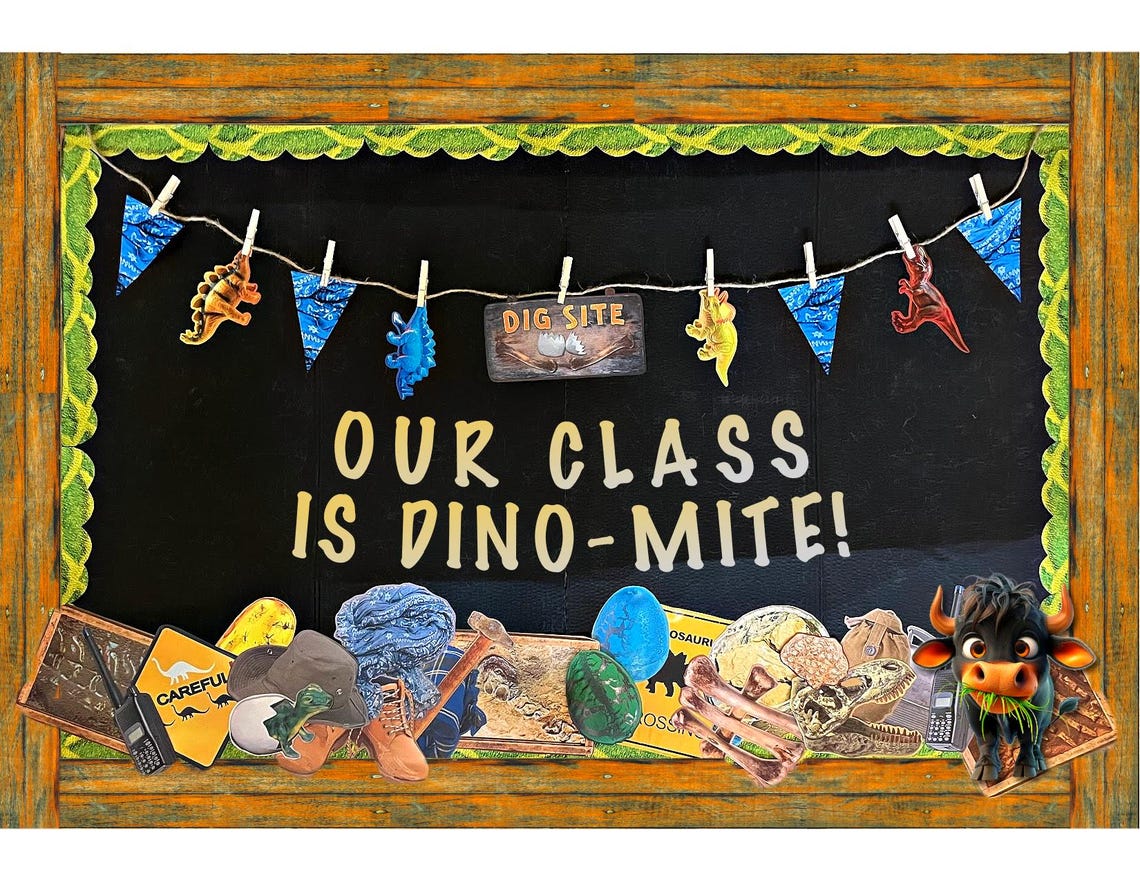 Dinosaur Bulletin Board | Bulletin Board Kit |dinosaur Classroom Decor ...
