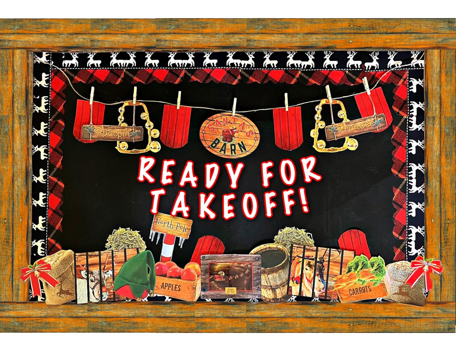 Santa's Barn Bulletin Board | Bulletin Board Kit | Santa Decor ...