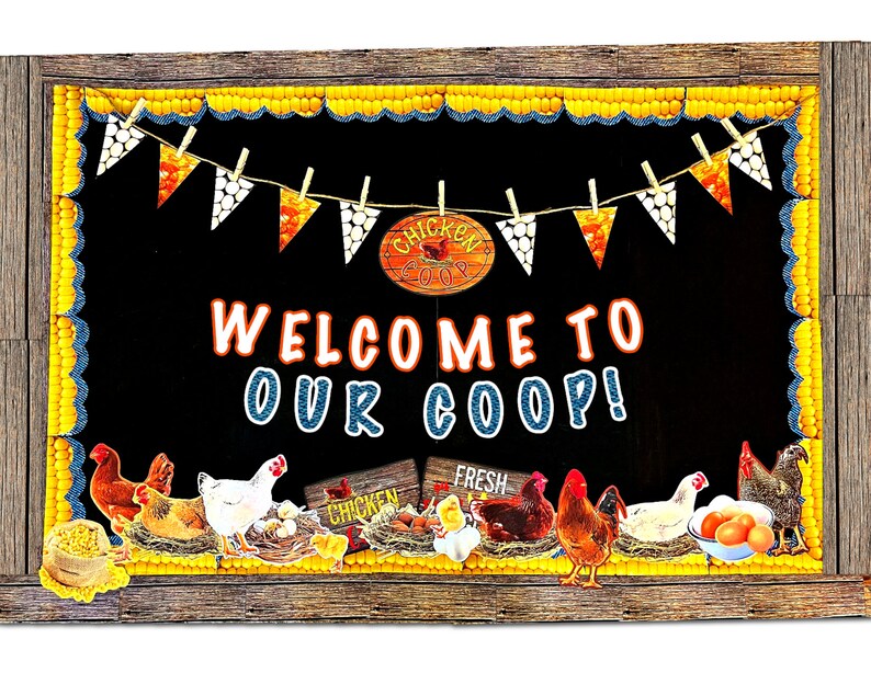 Bulletin Board Kit Chicken Coop Bulletin Board Farm Classroom Decor ...
