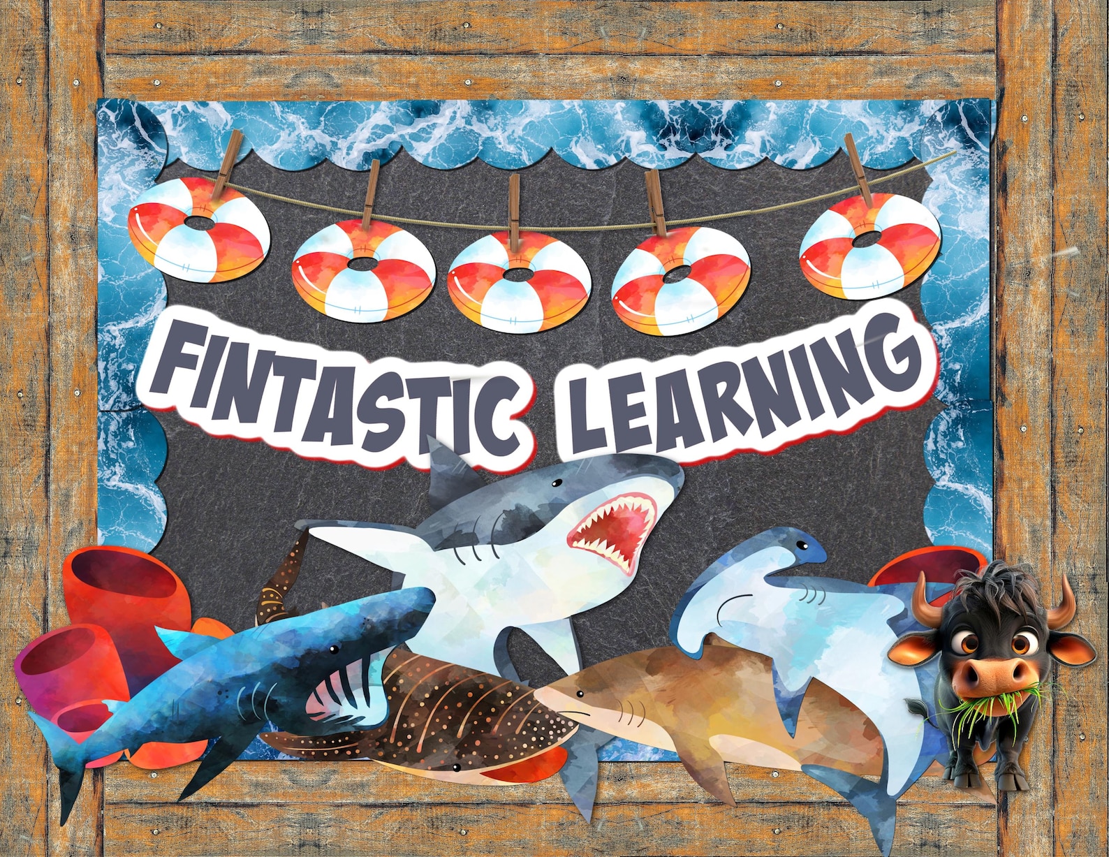 Shark Bulletin Board | Bulletin Board Decor | Shark Decor | Door ...