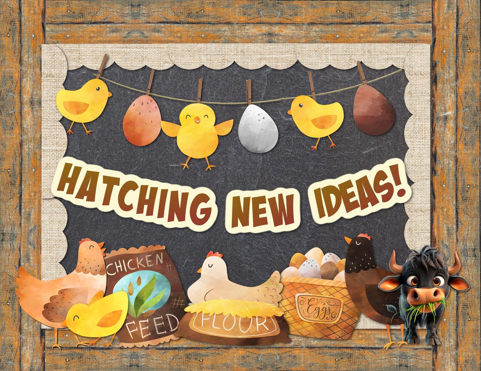 Chicken and Egg Bulletin Board | Bulletin Board Decor | Farm Classroom ...