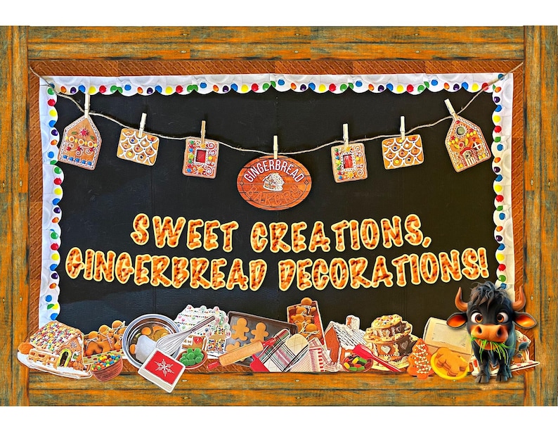 Gingerbread Bulletin Board Holiday Activity Christmas Classroom Decor ...