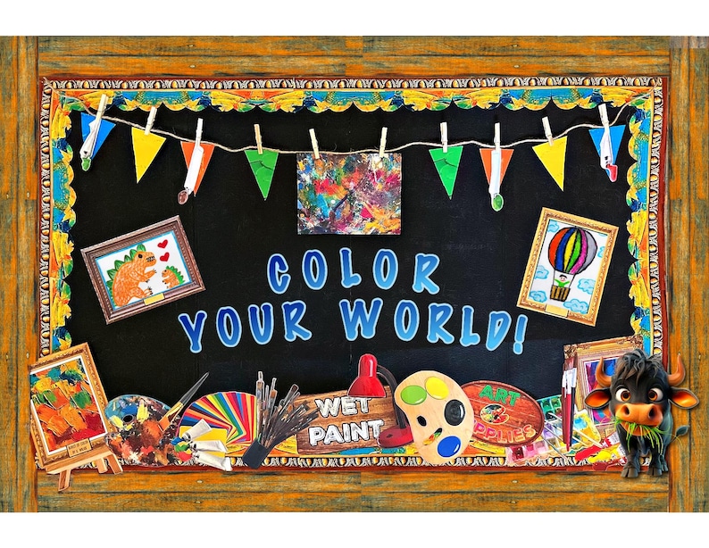 Art Bulletin Board | Bulletin Board Kit | Art Classroom Decor | Door ...