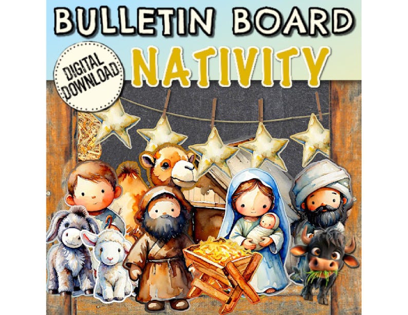 Nativity Scene Bulletin Board | Religious Christmas Decor | Door ...