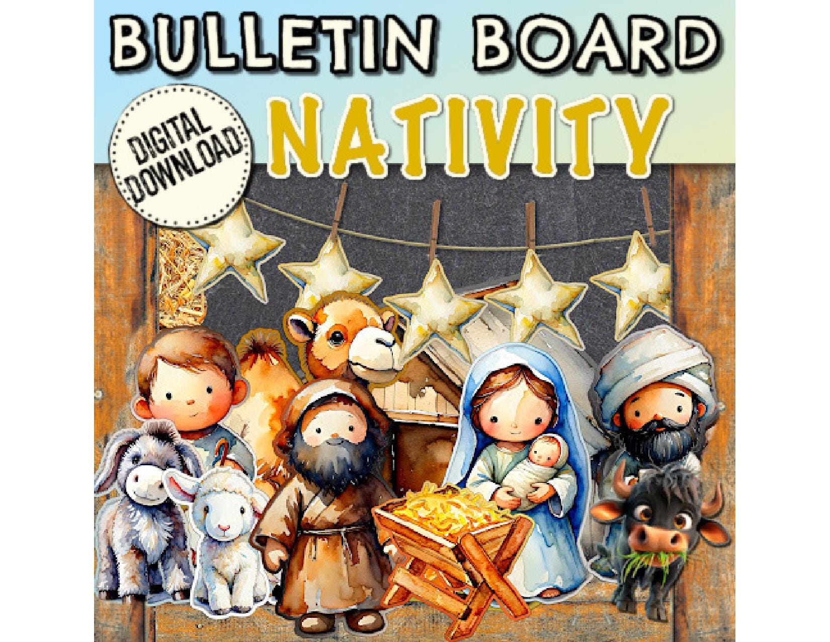 Nativity Scene Bulletin Board | Religious Christmas Decor | Door ...