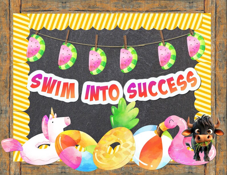 Pool Party Bulletin Board | Bulletin Board Decor | Summer Decor | Door ...