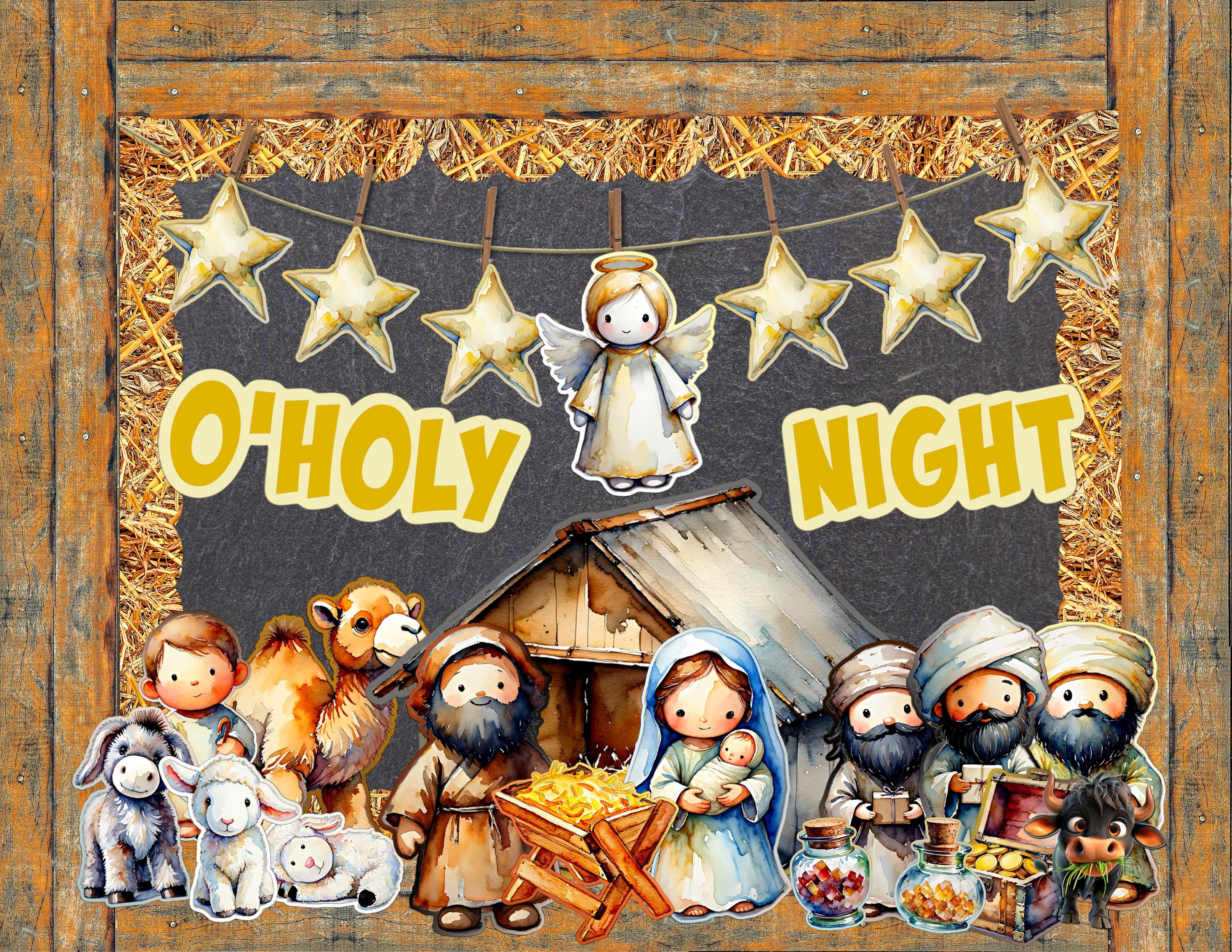 Nativity Scene Bulletin Board | Religious Christmas Decor | Door ...