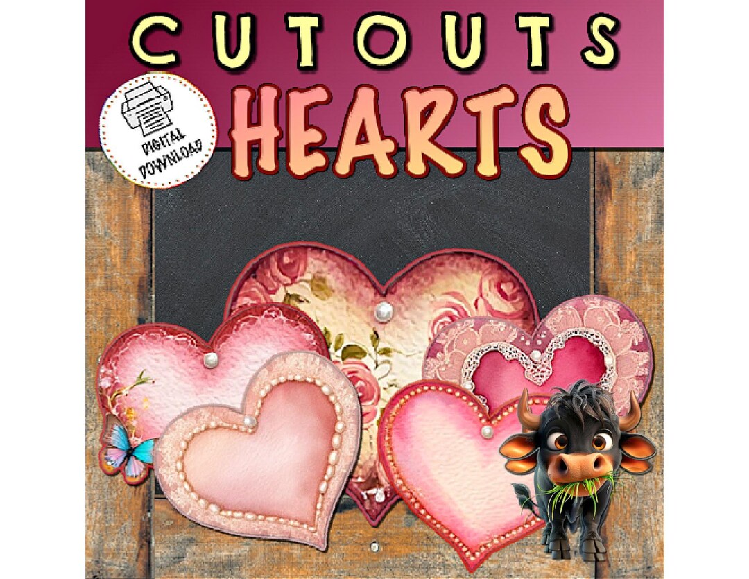 Hearts Bulletin Board Cutouts | Classroom Decor | Valentine Cutout ...