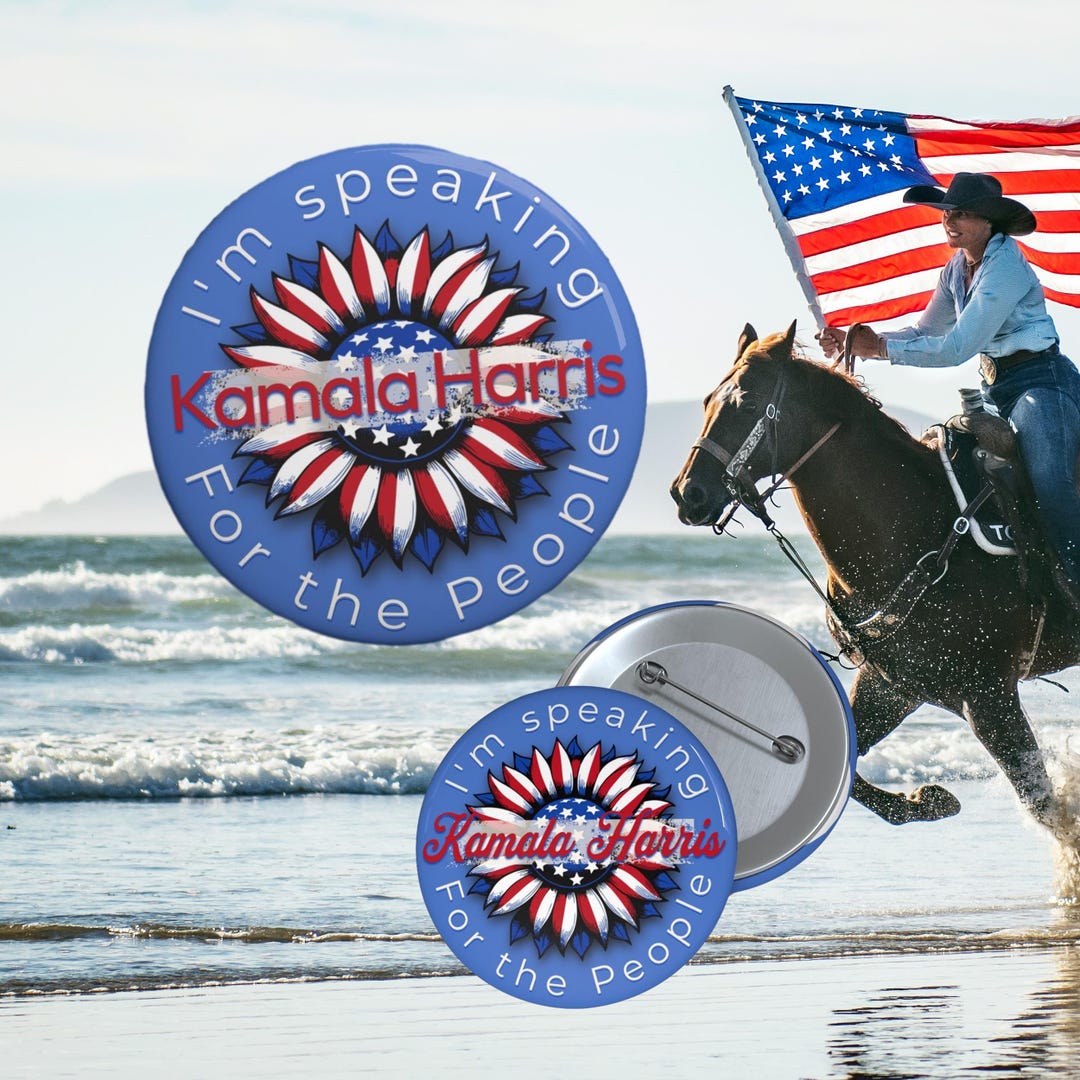 Kamala Harris Pin Buttons Sunflower Design Political Button Patriotic ...