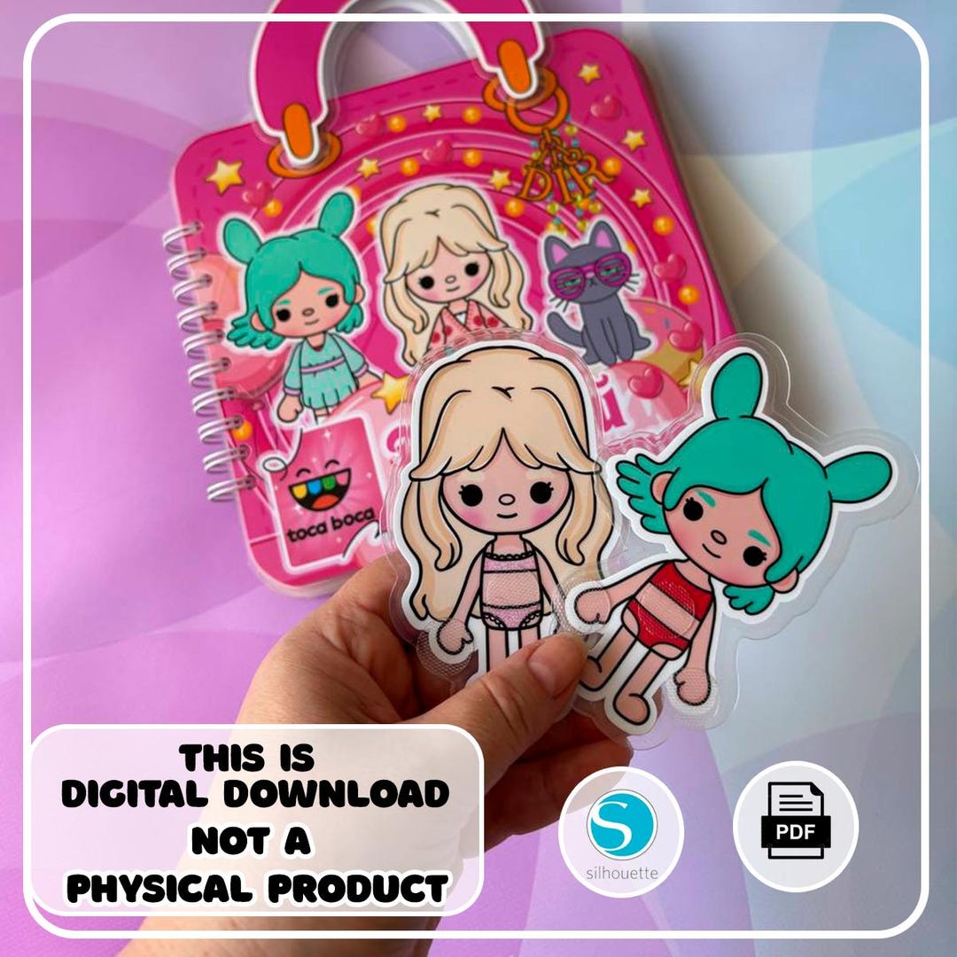 Dollhouse Pink Paper Doll Bag Toka Boca Digital Download Crafts for ...