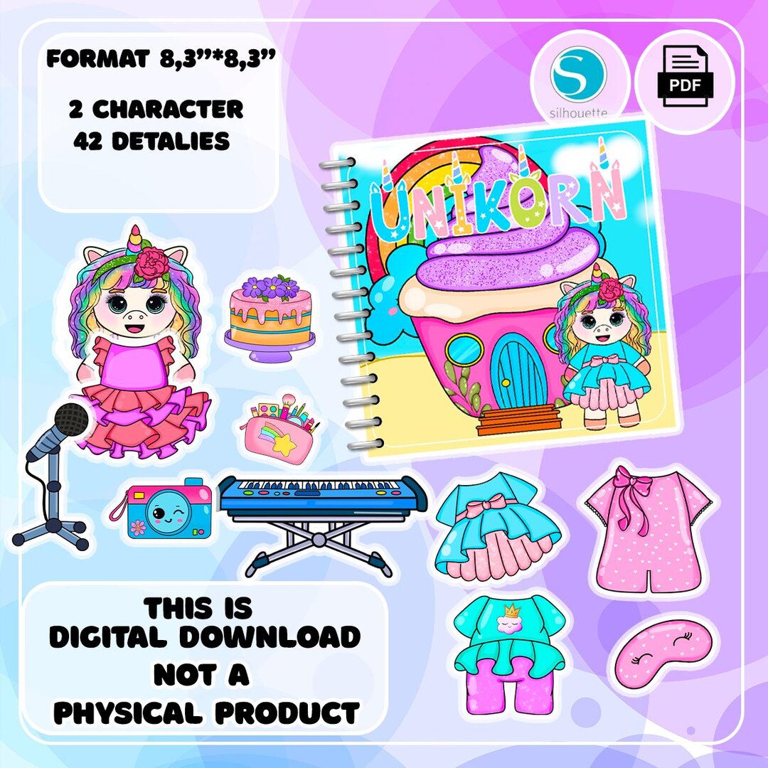 Printable Paper Unicorn. Dollhouse, Digital Download, Printable, Gift ...
