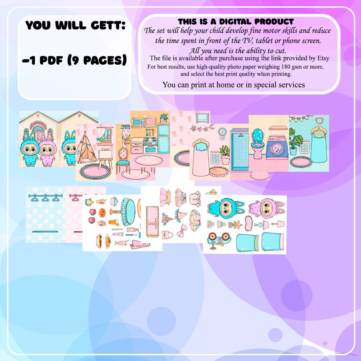 DIY Labubu Book/labubu Paper House/characters and Clothes/printable ...