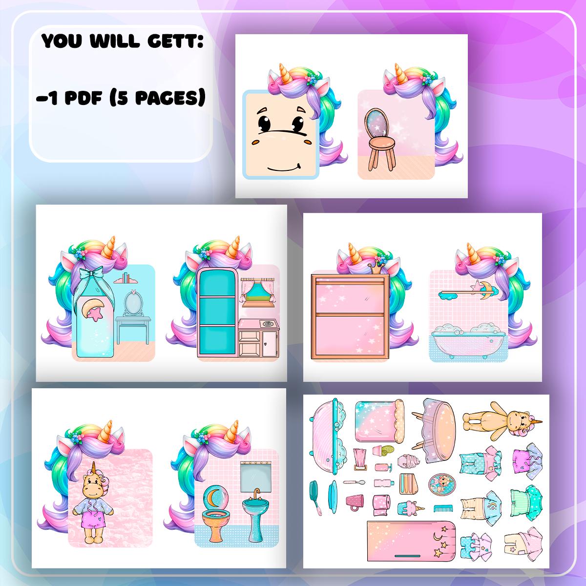 Printable Paper Unicorn Dollhouse, Digital Download, Printable, Gift ...