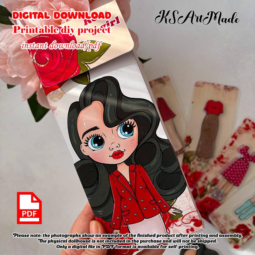 DIY Spring Dress up Kit for Paper Dolls in Rose Theme, Instant Download ...