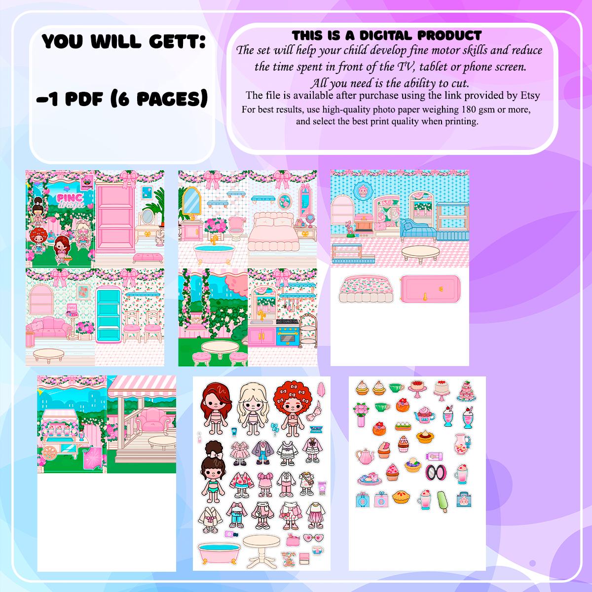 DIY Toca Boca Paper Dollhouse Template - Printable Paper Set for Kids ...