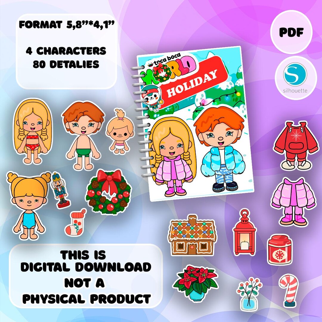 Toca Boca Paper New Year House Print Clothes Doll Quiet Book DIY Role ...
