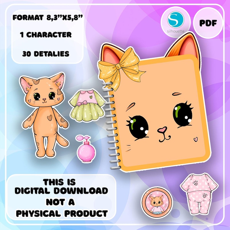 Cat Paper Doll Kate Made - Etsy