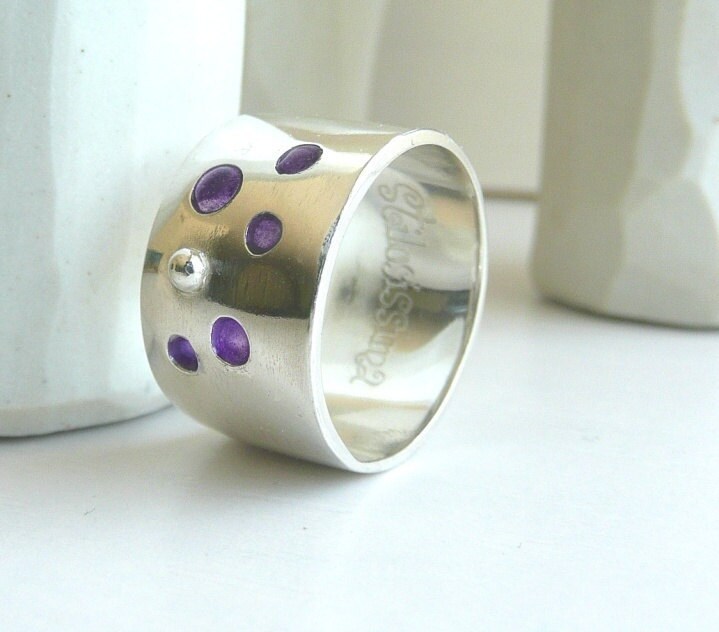 Bubble Ring Sterling Silver and Resin choose Your Color Silver Band ...
