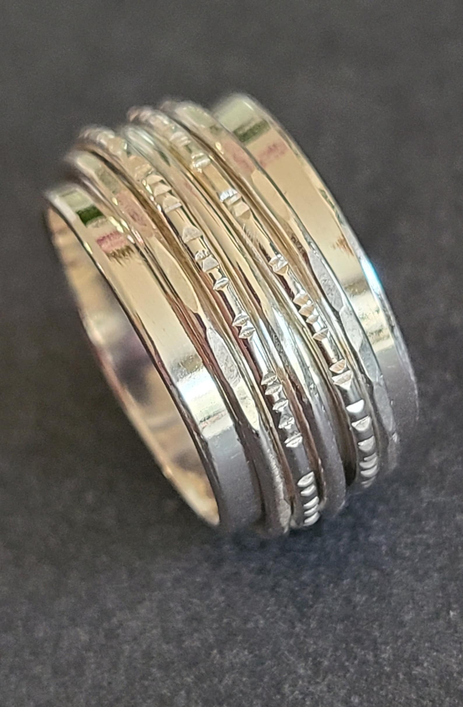 Narrow Sterling Silver Spinner Ring, 10 Mm Band, Worry Ring, Anxiety ...