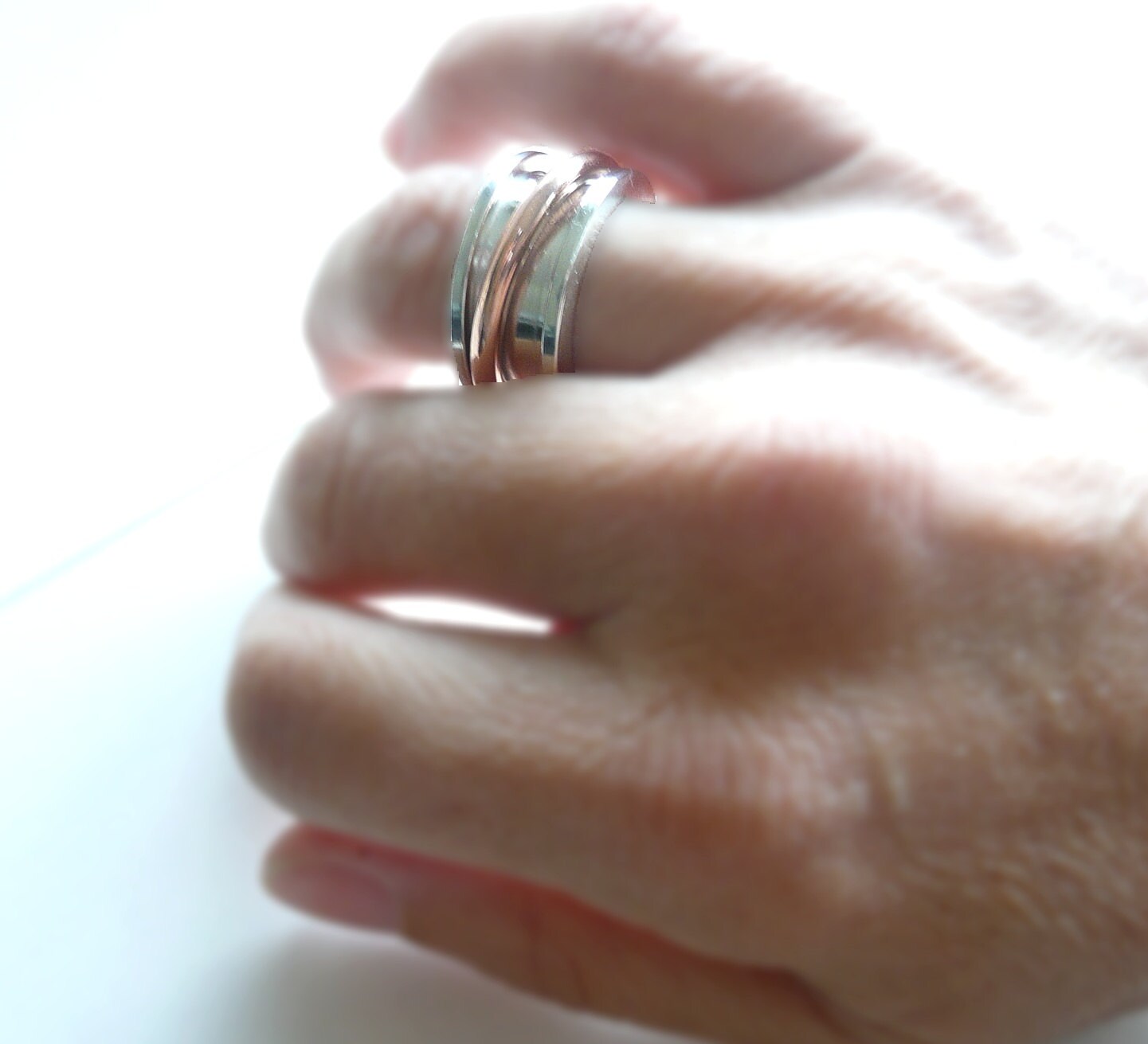 Spool Sterling Silver and Copper Spinner Ring, Worry Ring, Anxiety Ring ...