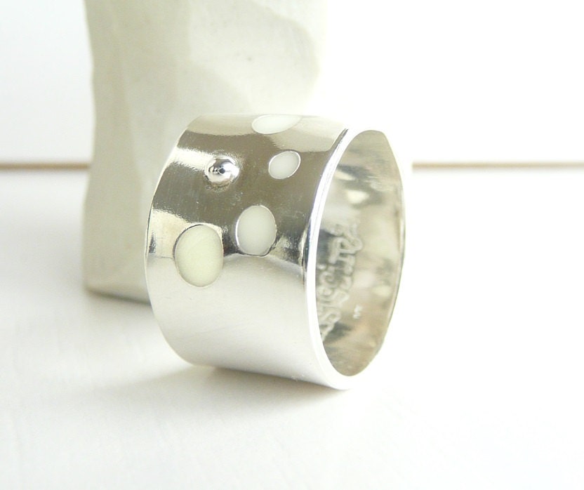 Bubble Ring Sterling Silver and Resin choose Your Color Silver Band ...