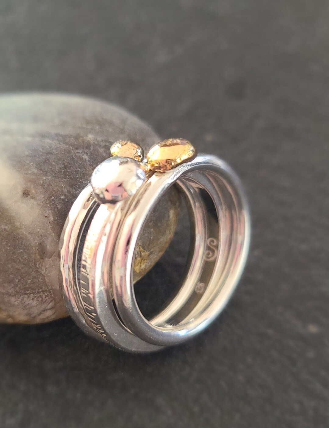 Pebbles Ring. 14 K Solid Rose Gold, Yellow Gold and Sterling Silver ...
