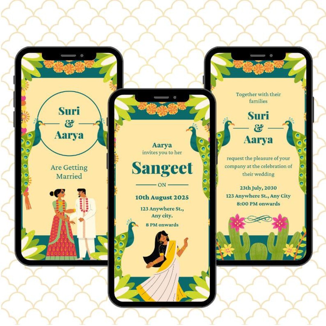 Sangeet Wedding Invitation Video: Editable Hindu Ceremony Template ...