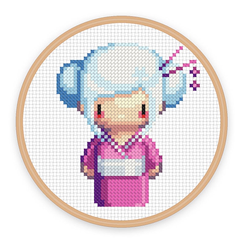GEISHA GIRL SORA: a Pixel Art Counted Cross Stitch Pattern Digital ...
