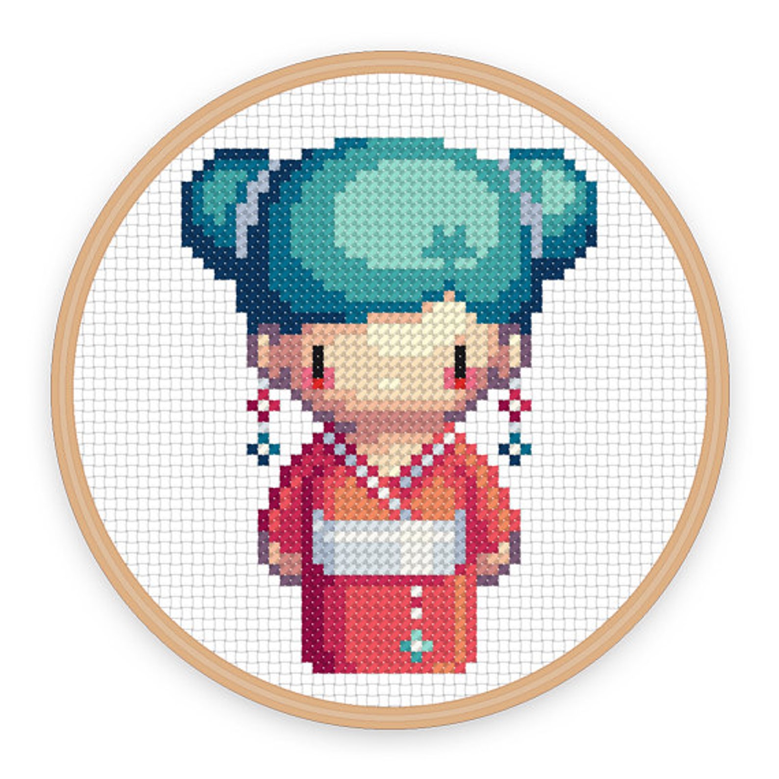 GEISHA GIRL MISAKI: a Pixel Art Counted Cross Stitch Pattern Digital ...