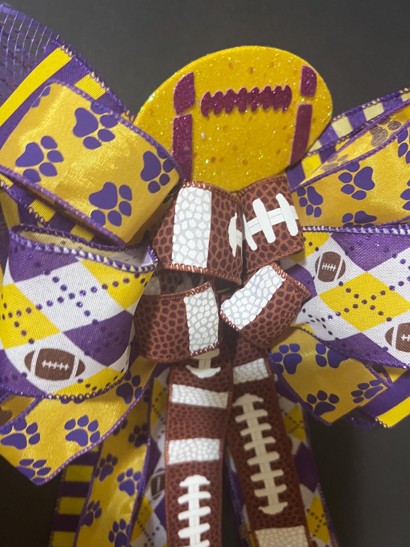 LSU Themed Mailbox Bow, Lantern Bow, Tree Topper, Purple and Gold ...