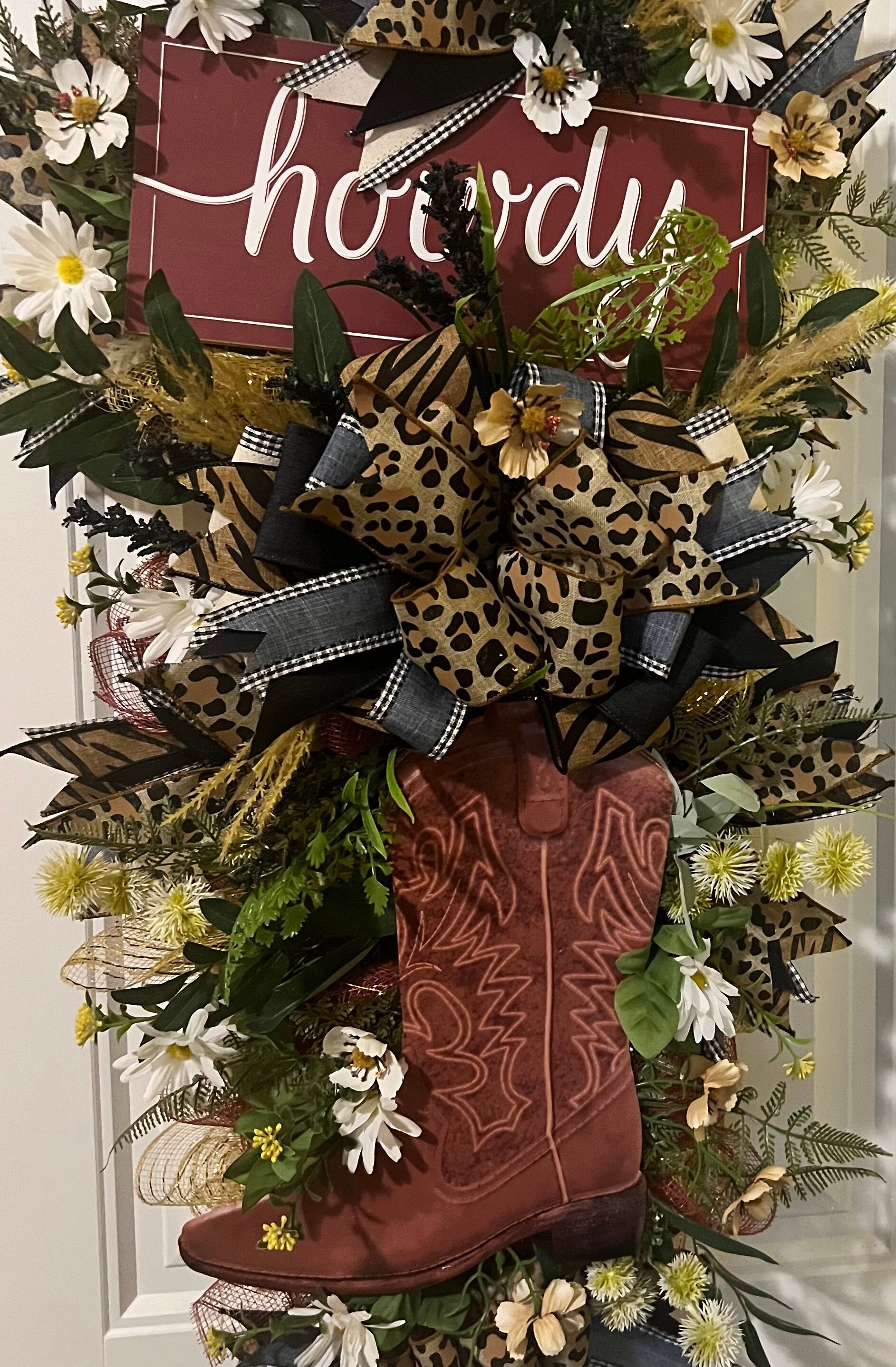 Cowboy Wreath, Howdy Wreath, Cowboy Door Hanger, Cowboy Front Door ...