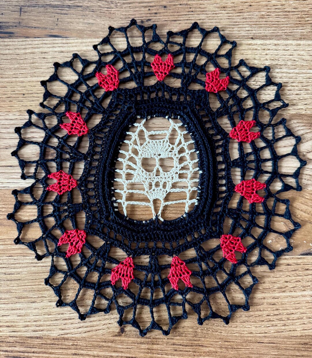 Handmade Crochet Skull Doily - Memento Mori Table Decor - Etsy