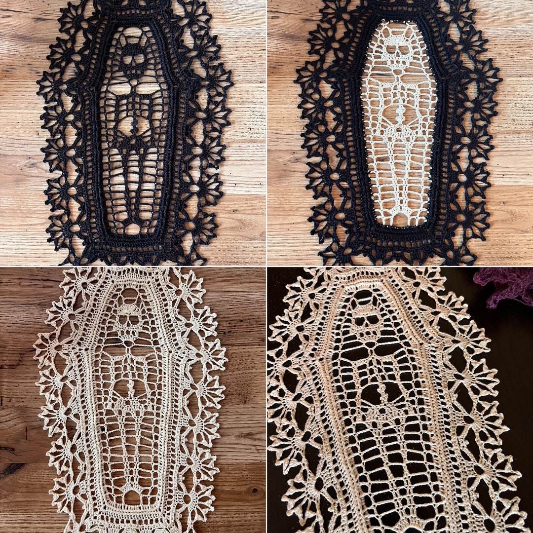 Skeleton Coffin Doily - MADE TO ORDER - Handmade Crochet Table Decor ...