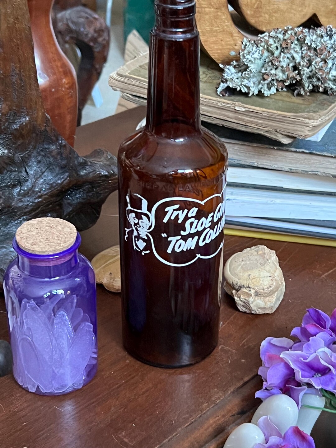 Mr. Boston Tom Collins Bottle Gin Amber Glass Unusual Read 1954 ...