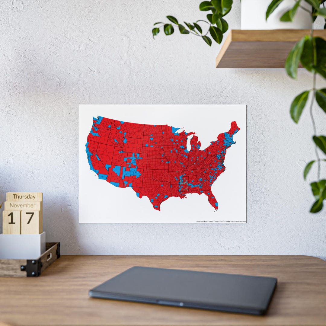 President Donald Trump 2024 Election Results Map by County Poster ...