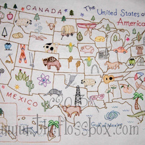 State Map Embroidery Pattern Collection | Etsy