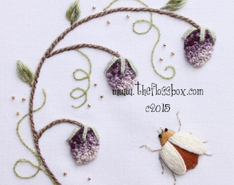 Beetle and Berries Stumpwork Embroidery Pattern | Etsy