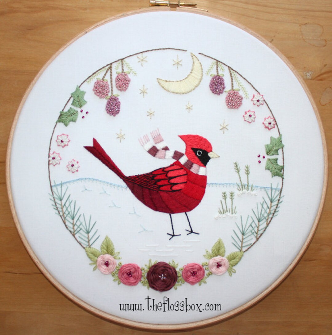 Christmas Cardinal Embroidery Pattern - Etsy