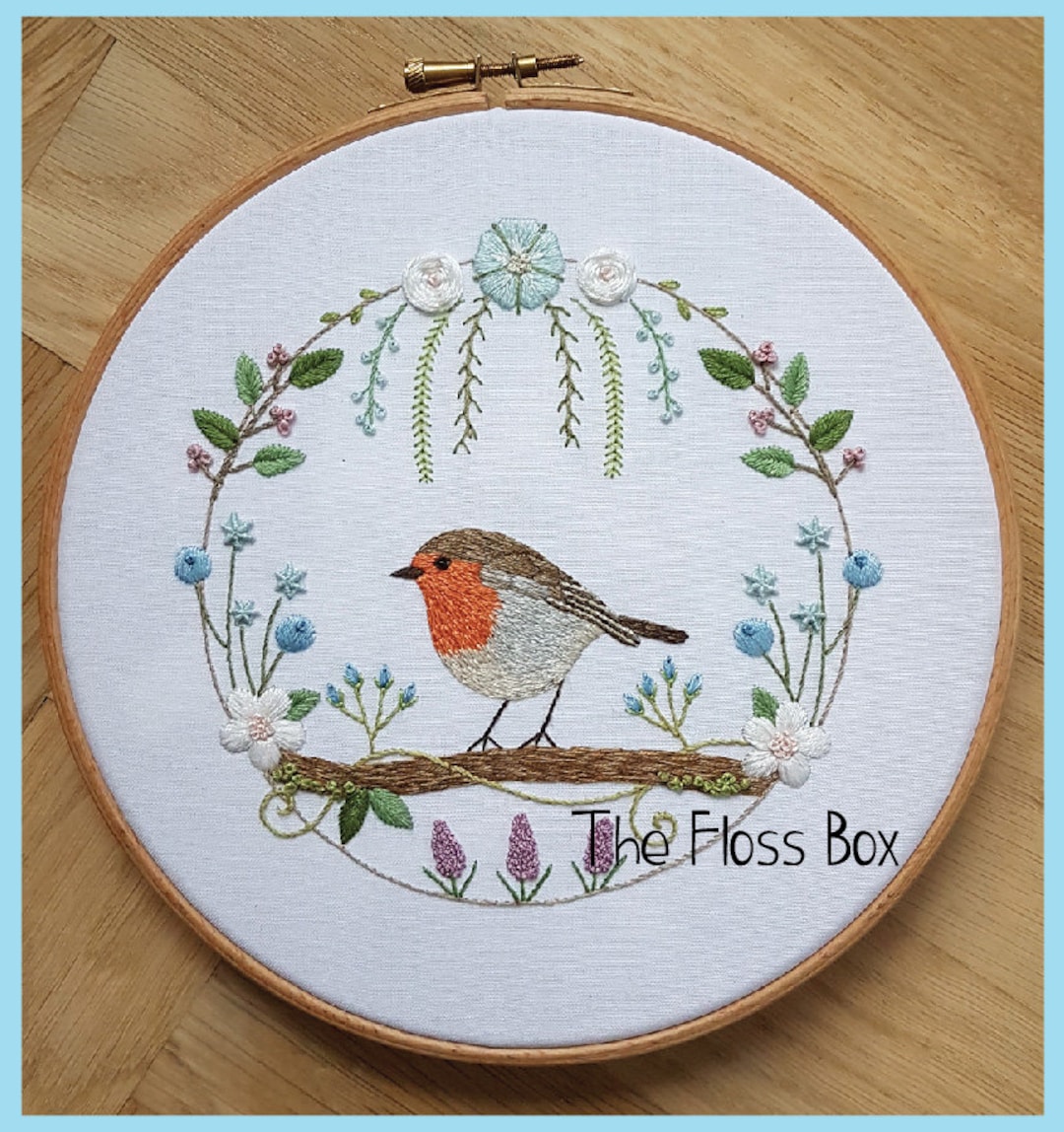 Spring Robin Embroidery Pattern and Printed Fabric - Etsy