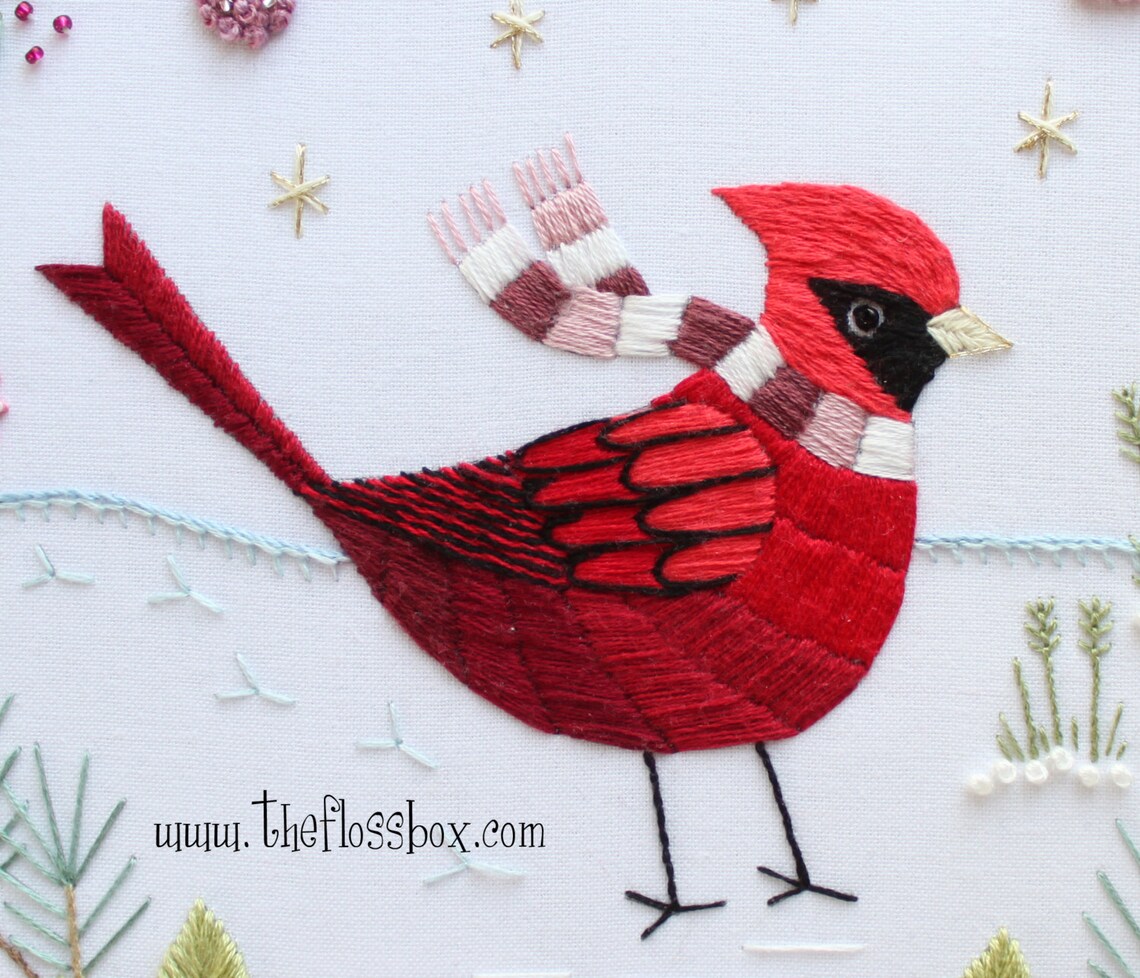Christmas Cardinal Embroidery Pattern | Etsy