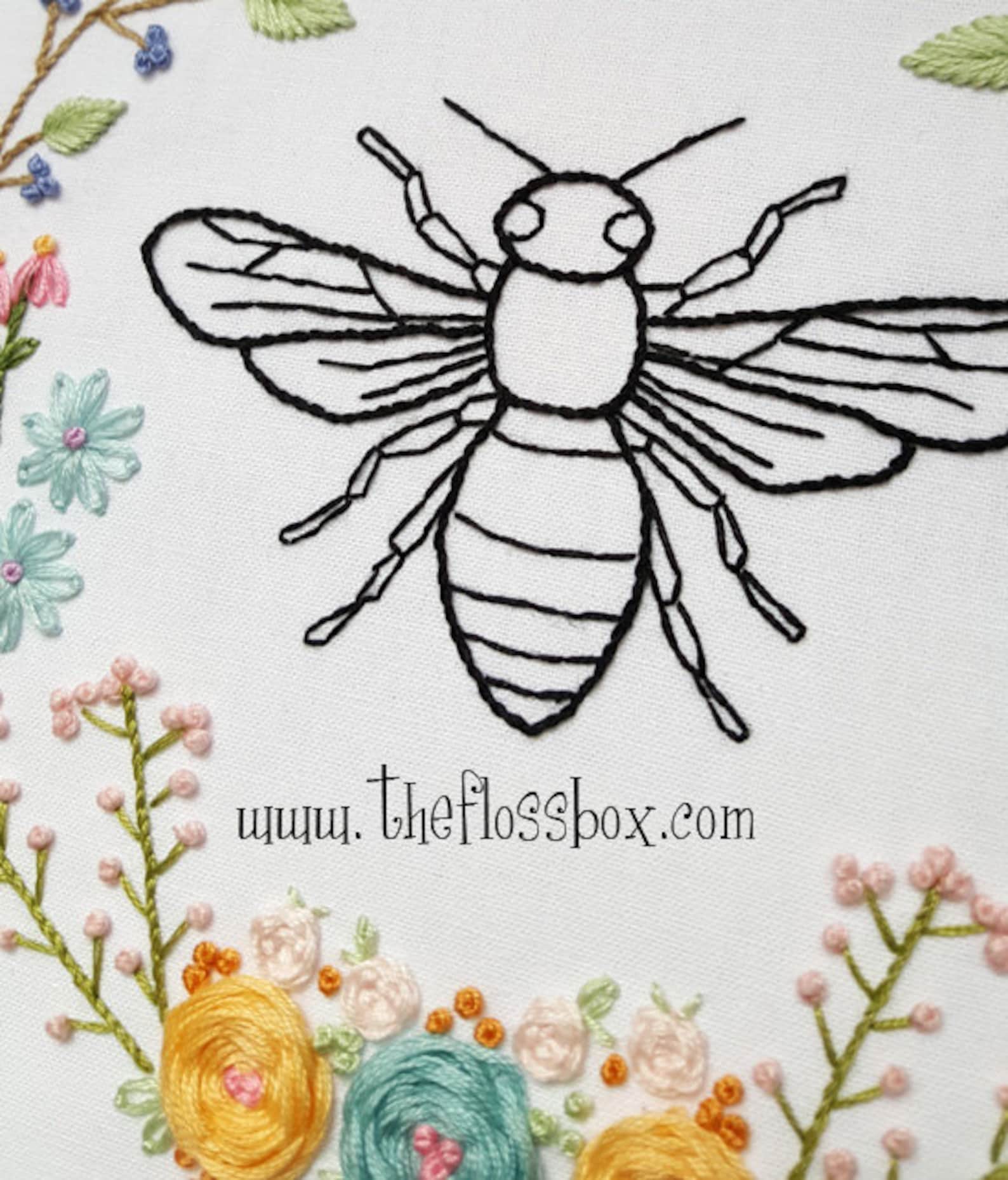 Bee Floral Embroidery Pattern - Etsy