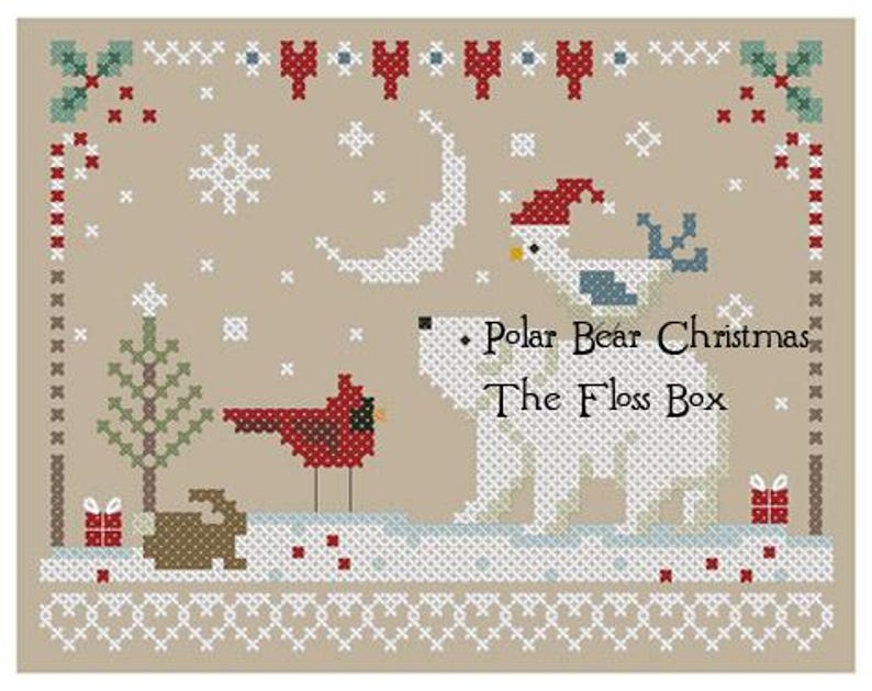 Polar Bear Christmas Cross Stitch Pattern - Etsy