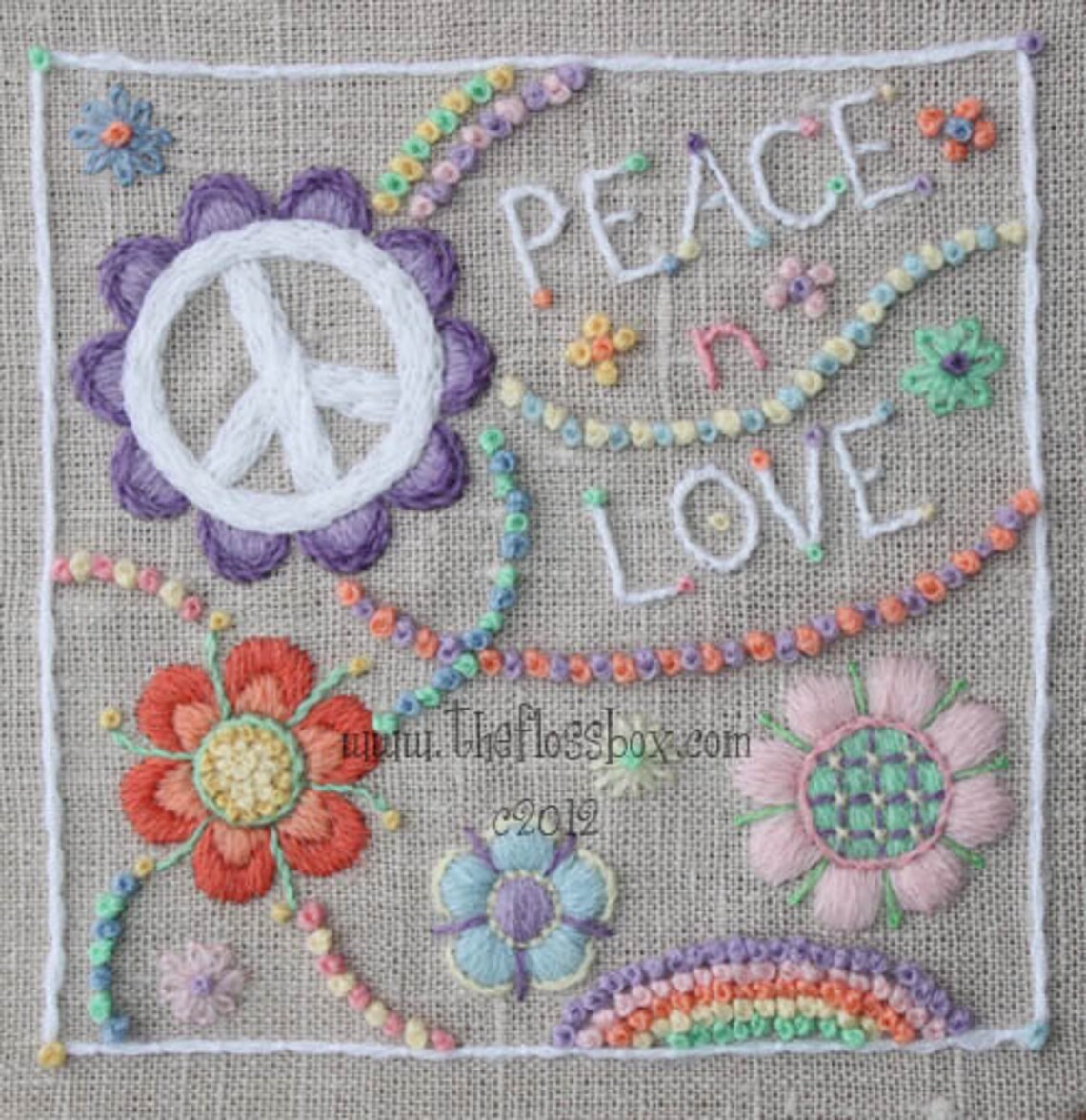 Peace N Love Crewel Embroidery Pattern - Etsy